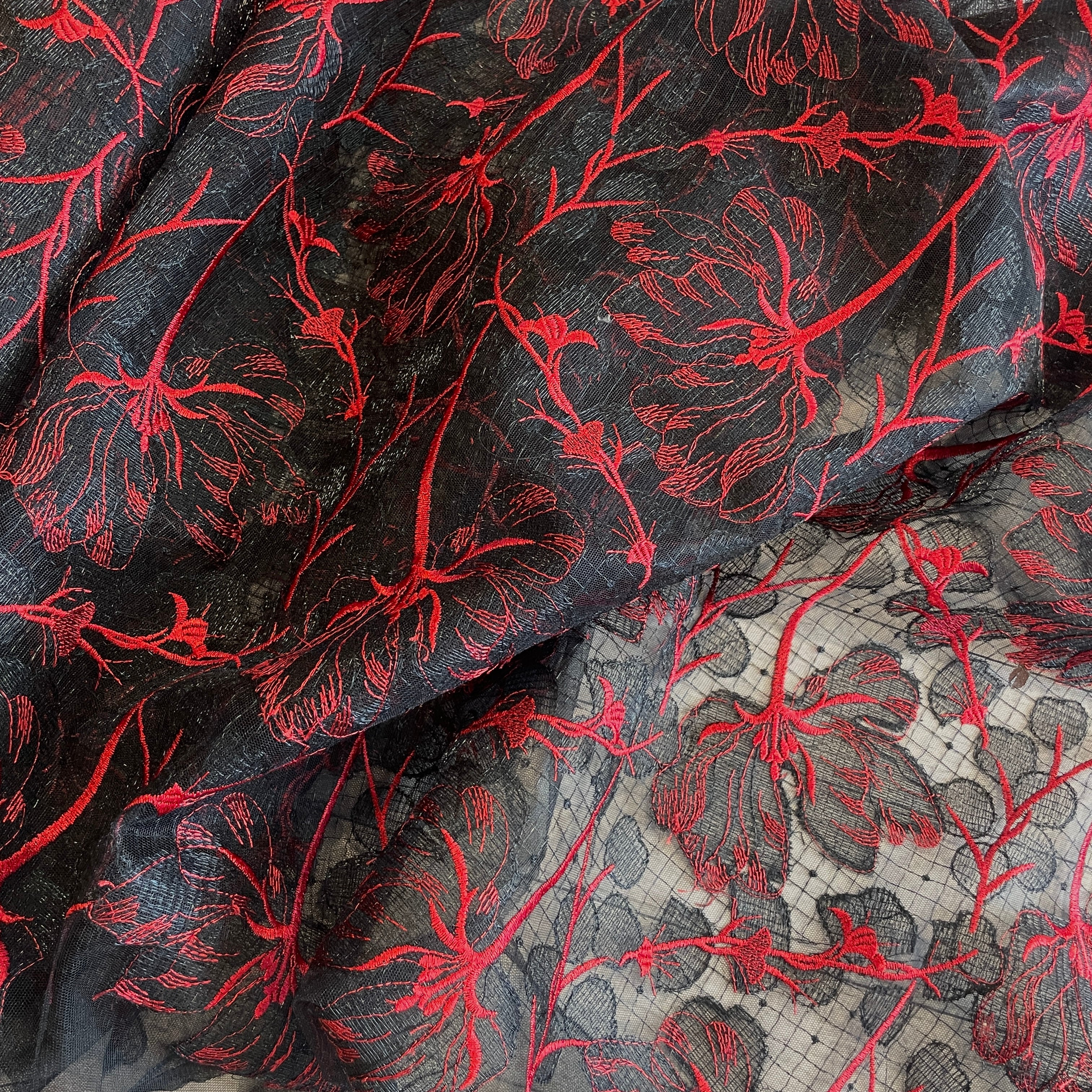 Flame flower embroidered tulle – The Maker Society
